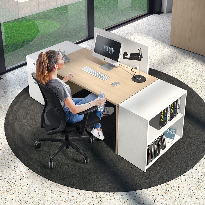 Scrivania Linux 8080 (Profondità 80 Cm) con 2 Contenitori - Linekit